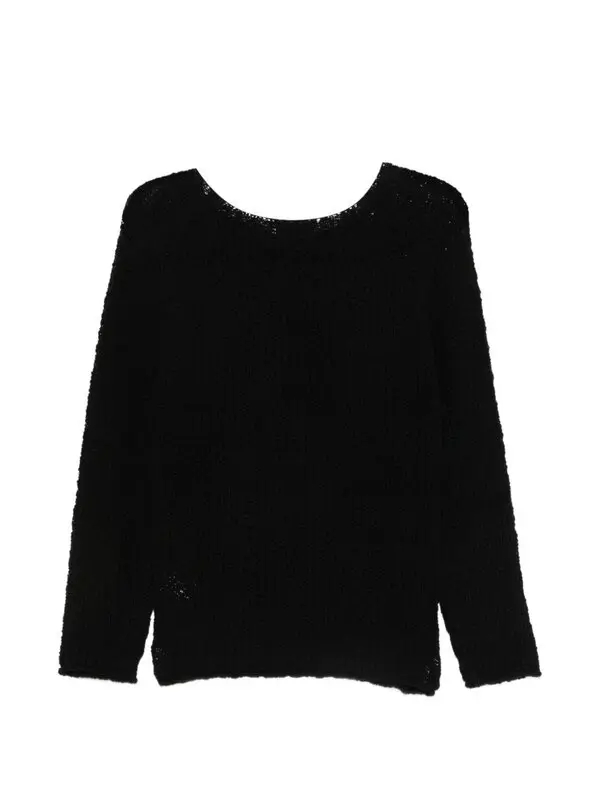 DUNST Crochet Crewneck Jumper - Black