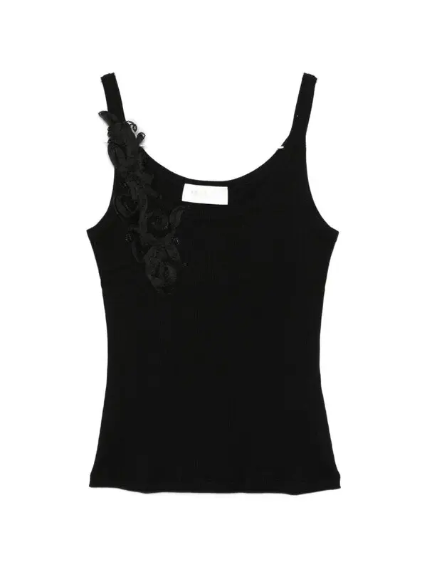 Ermanno Scervino Embroidered Ribbed Knit Tank Top