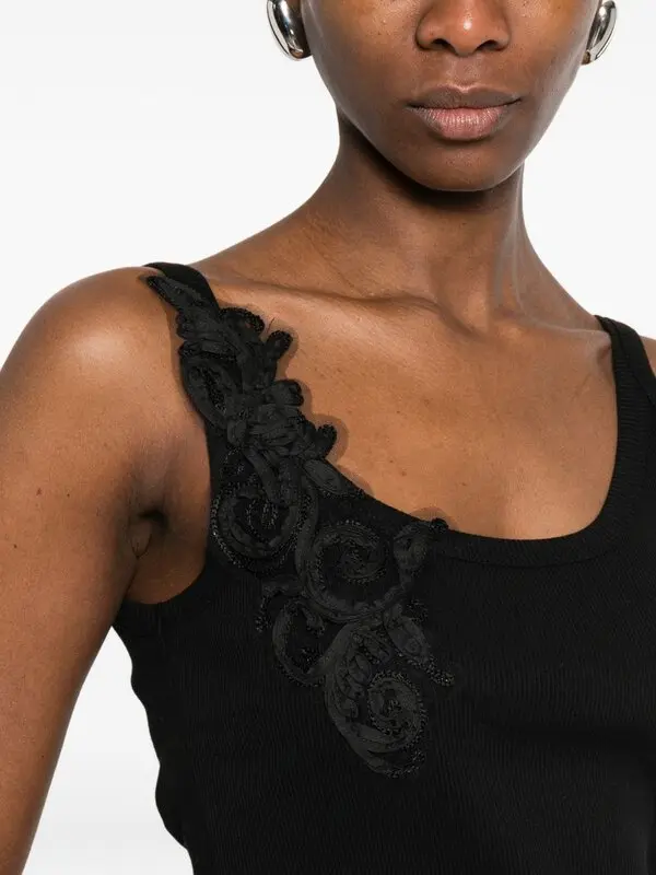 Ermanno Scervino Embroidered Ribbed Knit Tank Top