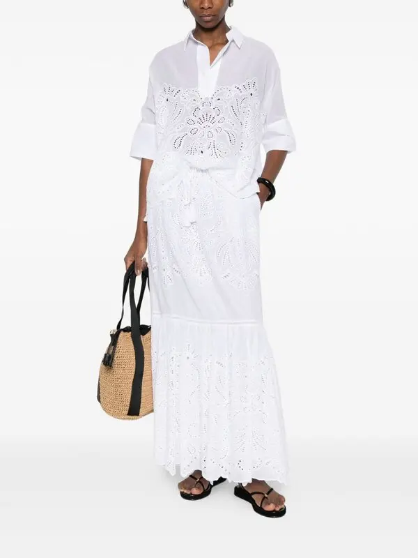 Ermanno Scervino Cotton Maxi Skirt With Eyelet Detailing