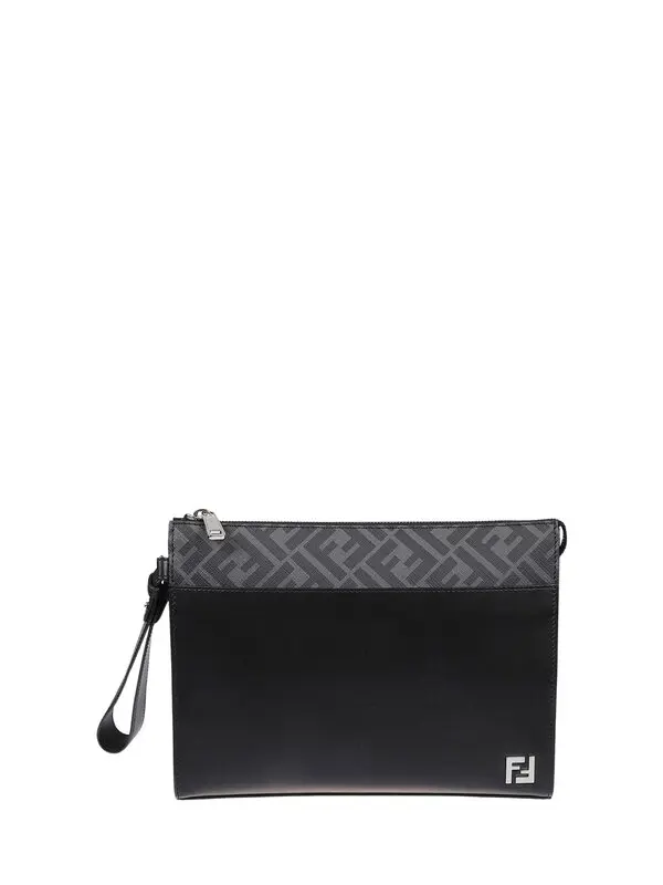 Fendi Clutch With Ff Applique - Black