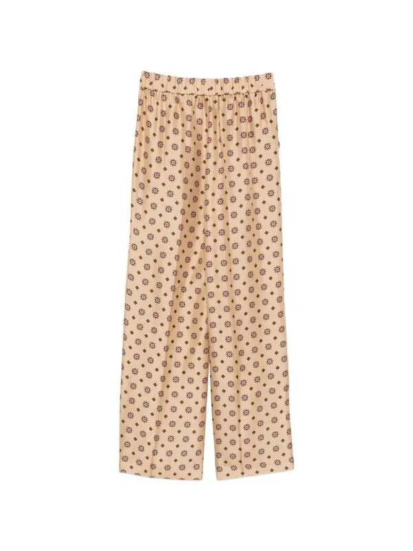 Alberto Biani Printed Silk Trousers - Beige