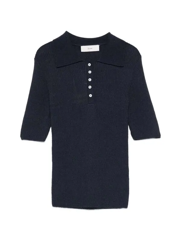 DUNST Ribbed Knit Polo Shirt