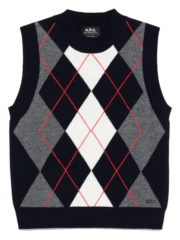 A.p.c. Argyle Knit Vest - Blue