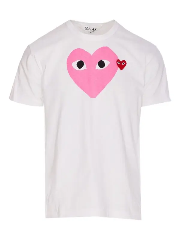 Play Comme Des Garcon Logo Heart T-shirt - Pink