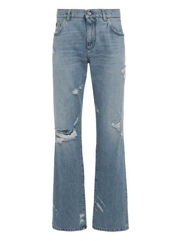 Dolce & Gabbana Straight Fit Jeans With Distressed Effect