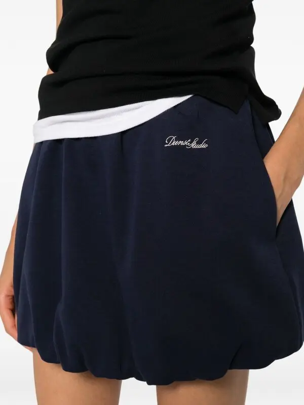 DUNST Gathered Cotton Mini Skirt - Blue