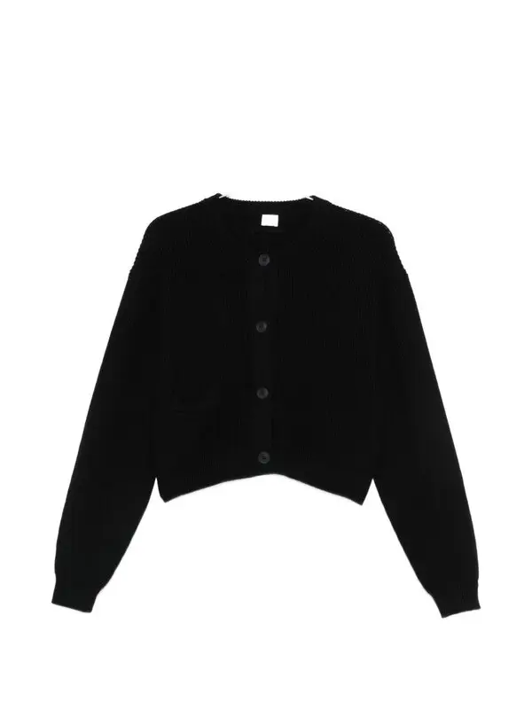 CT PLAGE Cotton Crewneck Cardigan - Black