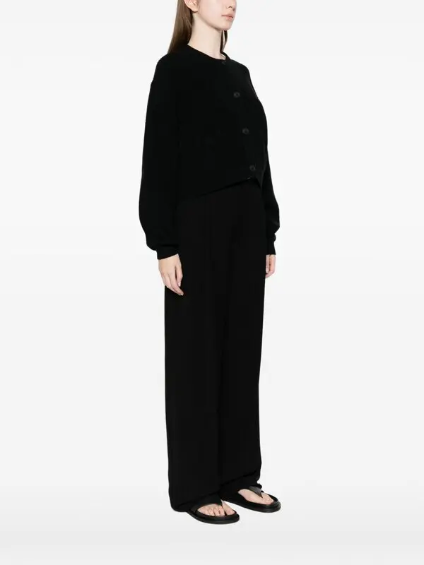 CT PLAGE Cotton Crewneck Cardigan - Black