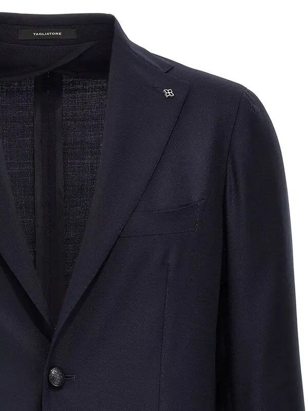 Tagliatore Single-breasted Wool Blazer - Blue