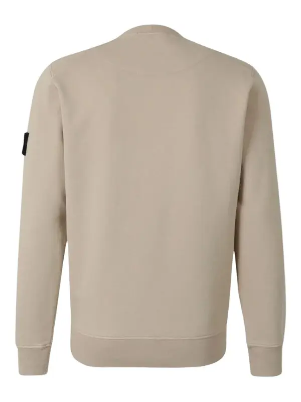 Stone Island Crew Neck Sweater With Removable Logo Patch - Beige