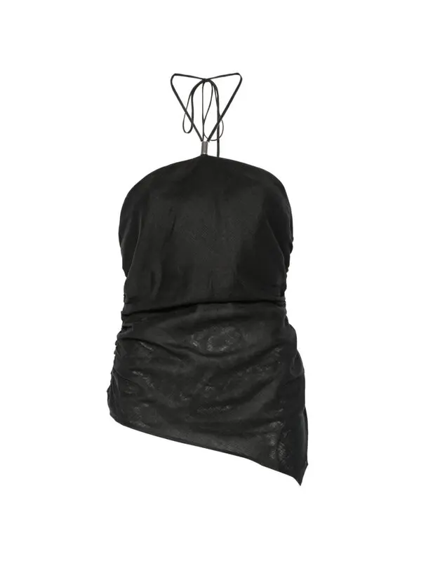 SEMICOUTURE Becka Linen Halterneck Top