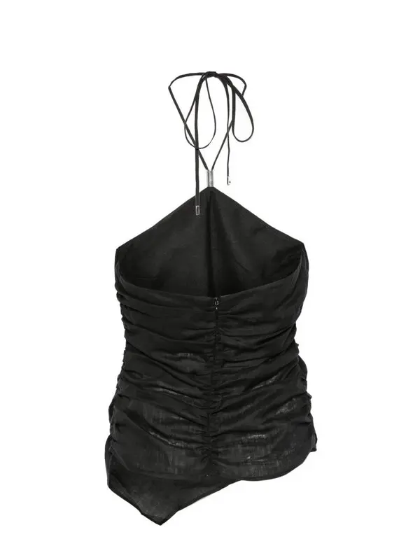 SEMICOUTURE Becka Linen Halterneck Top