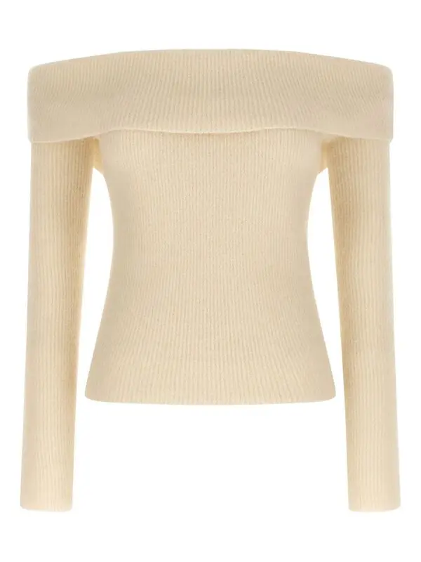 Rick Owens Off-shoulder Ribbed Wool Sweater - White
