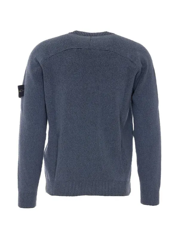 Stone Island Crew Neck Sweater With Logo Emblem - Grey