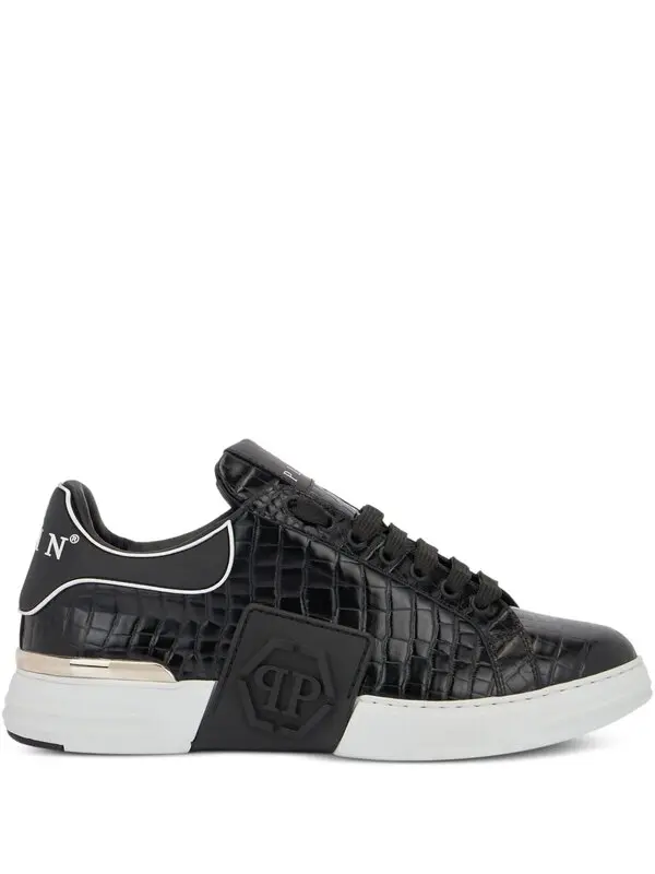 Philipp Plein Low-top Sneaker With Croc Effect Detailing