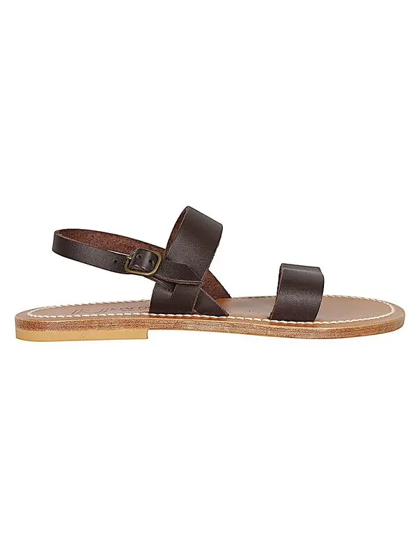K.JACQUES Barigoule Leather Flat Sandals - Brown