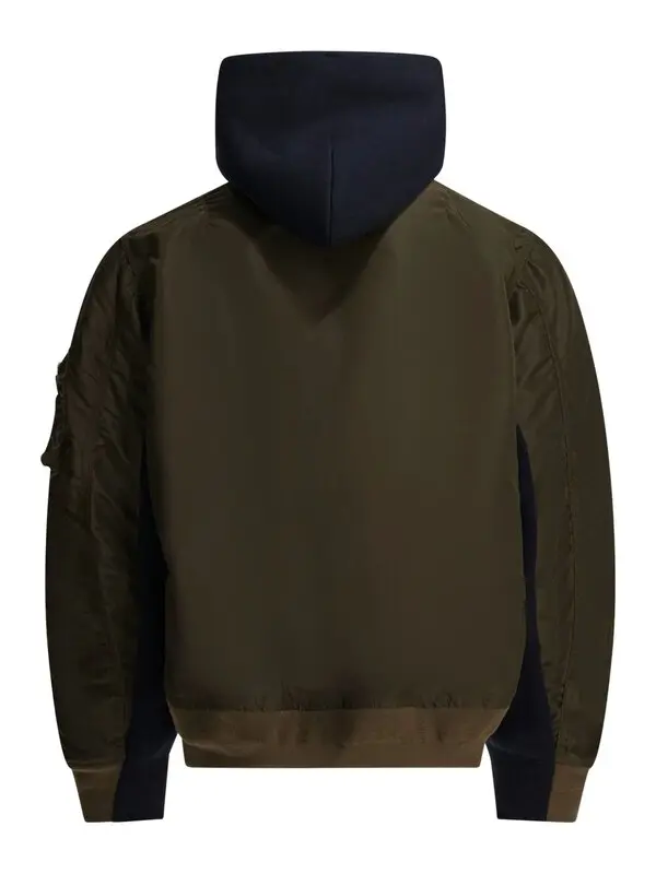 Sacai Hooded Zip-up Jacket With Ribbed Cuffs And Hem