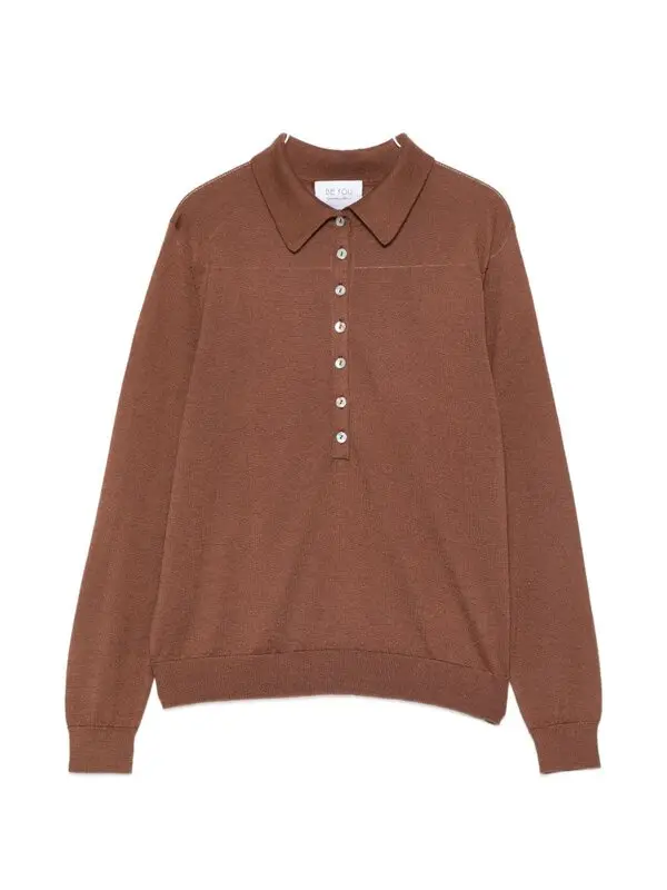 BEYOU Cashmere And Silk Polo Sweater - Brown
