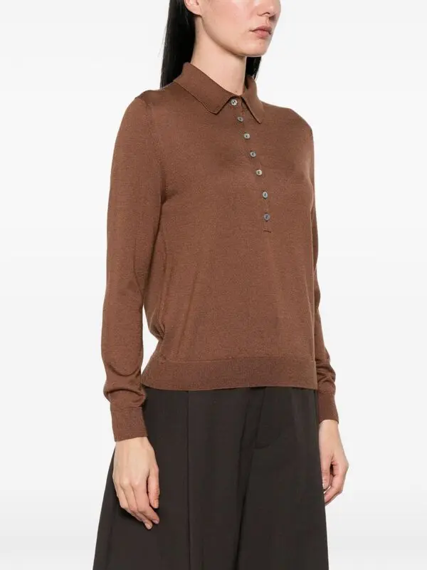 BEYOU Cashmere And Silk Polo Sweater - Brown