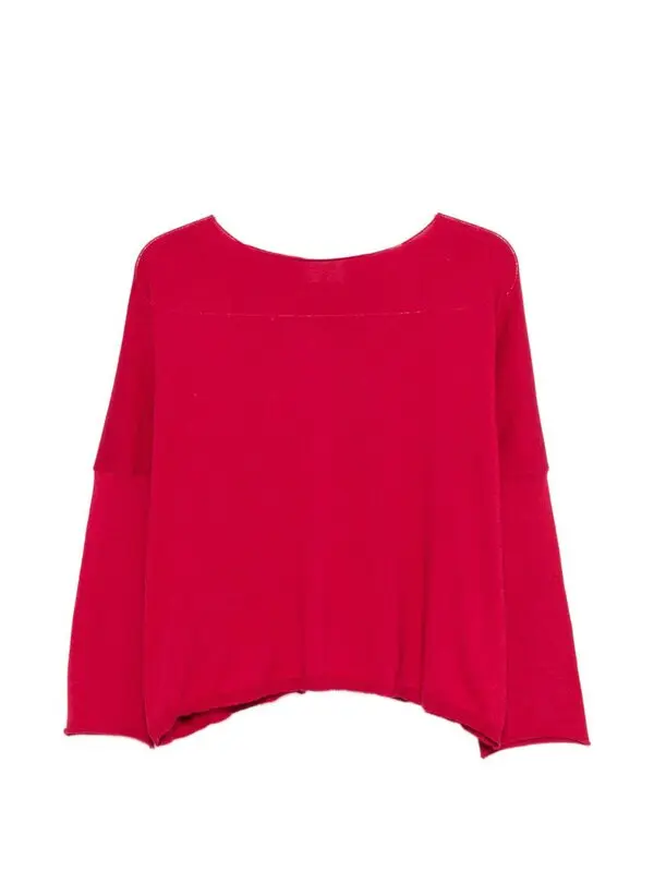 BEYOU Cotton Boat-neck Sweater - Red
