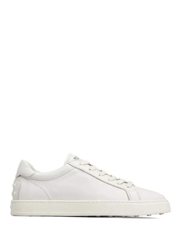 TOD'S Leather Sneakers With Logo Tongue And Stud Detail - White