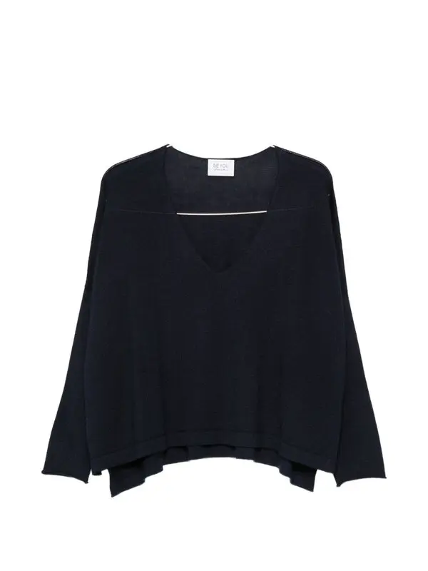 BEYOU Cashmere And Silk V-neck Sweater With Asymmetric Hem
