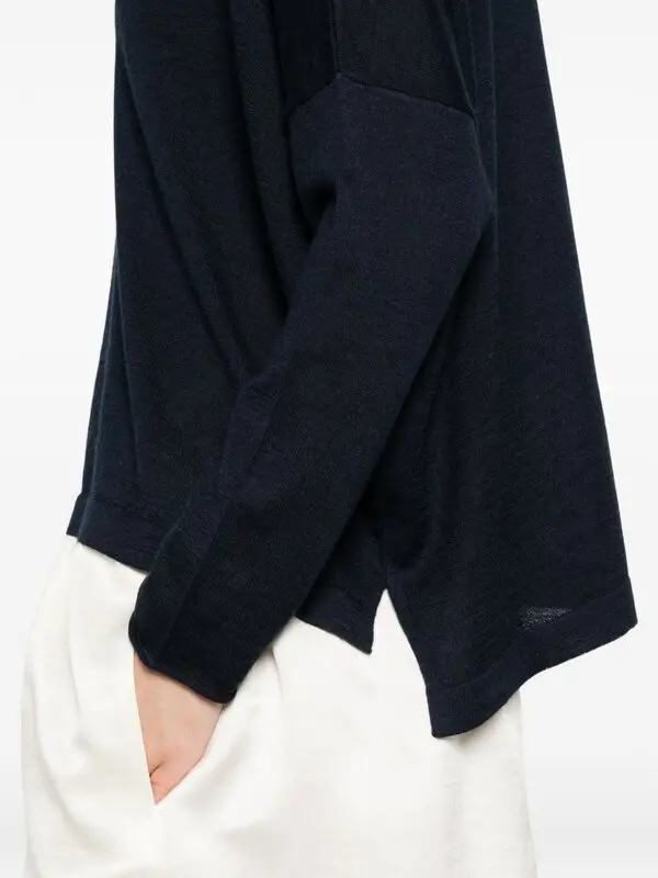 BEYOU Cashmere And Silk V-neck Sweater With Asymmetric Hem