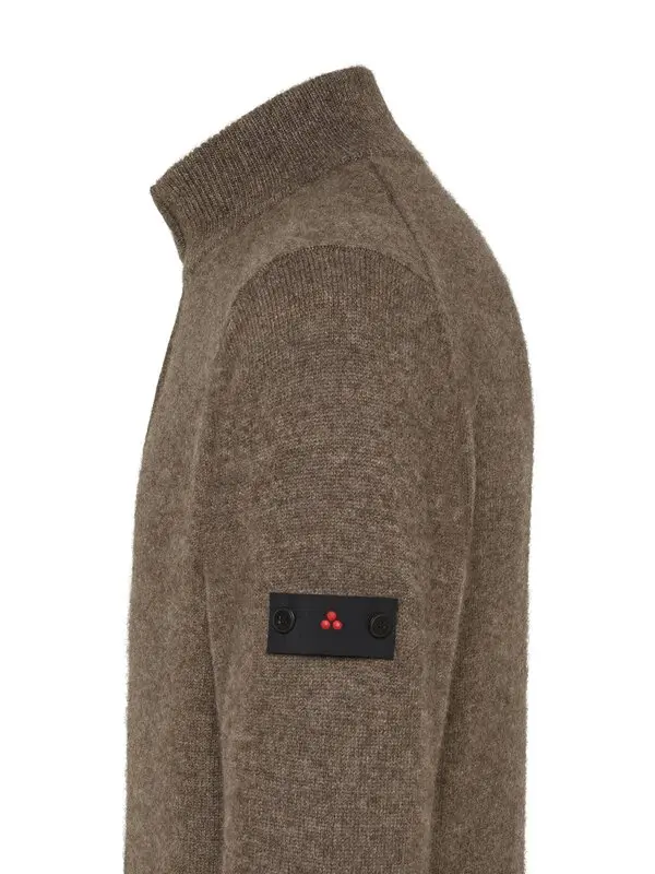 Peuterey Quarter Zip Sweater With Logo Patch - Grey