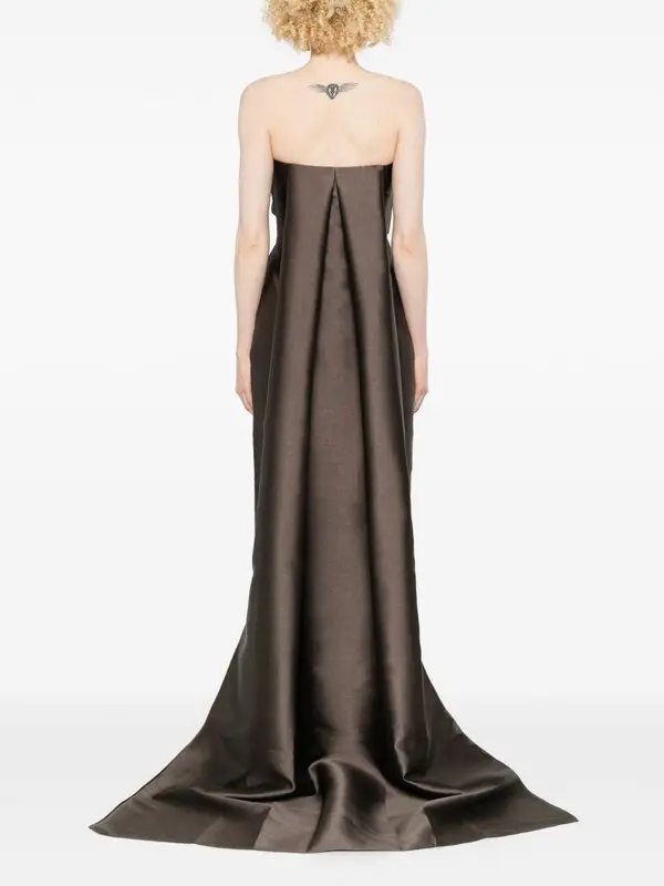Solace London Kiki Strapless Midi Dress With Slit And Drape Detail