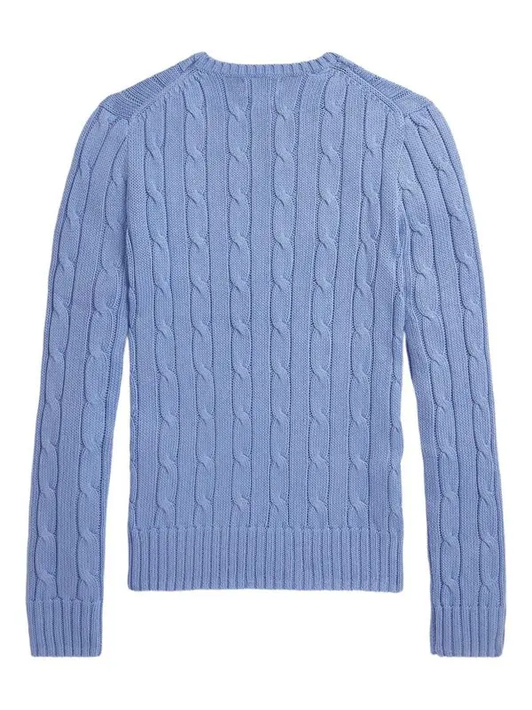 Polo Ralph Lauren Cable Knit Crew Neck Sweater With Logo - Blue