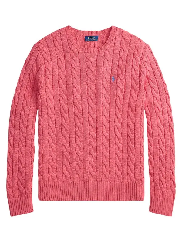 Polo Ralph Lauren Cable Knit Crewneck Sweater With Logo - Red