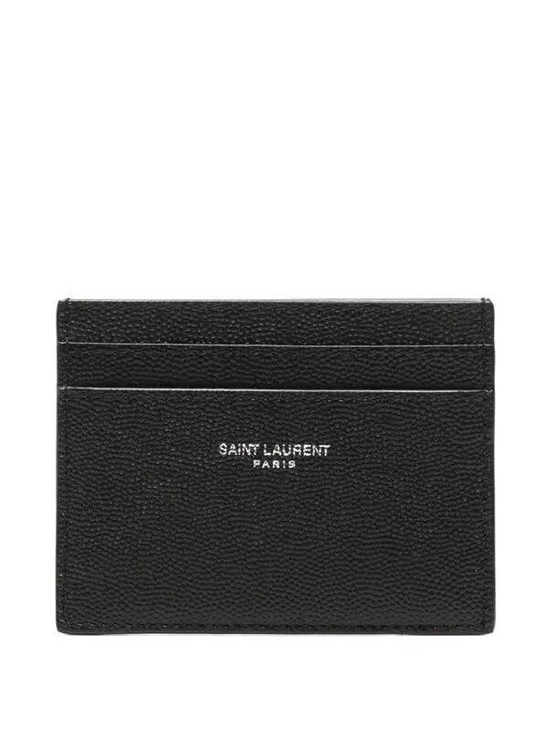 Saint Laurent Credit Card Holder With Logo - Black