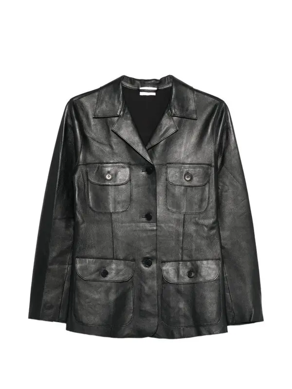 PAROSH Leather Jacket With Flap Pockets
