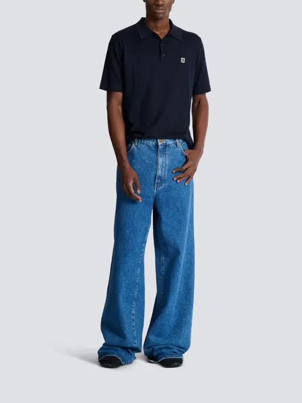 Balmain Silk Polo Shirt - Blue