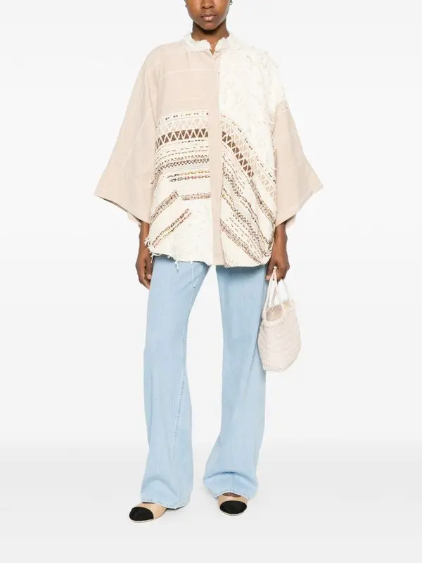 BYE Cotton Blend Geometric Pattern Textured Panel Coat
