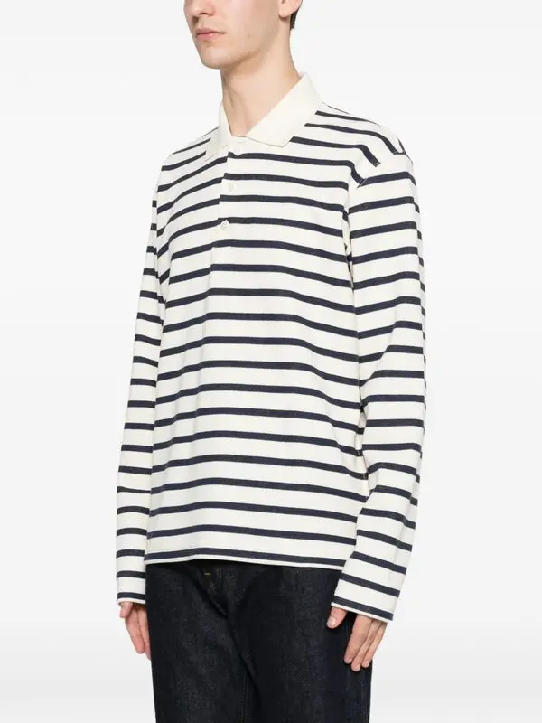 Junya Watanabe Striped Cotton Polo Shirt - Beige