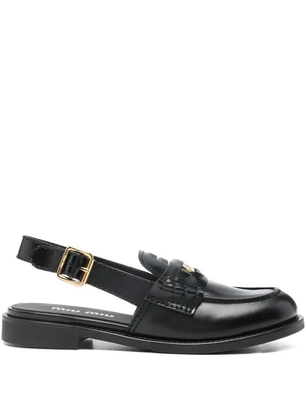 Miu Miu Leather Slingback Loafers