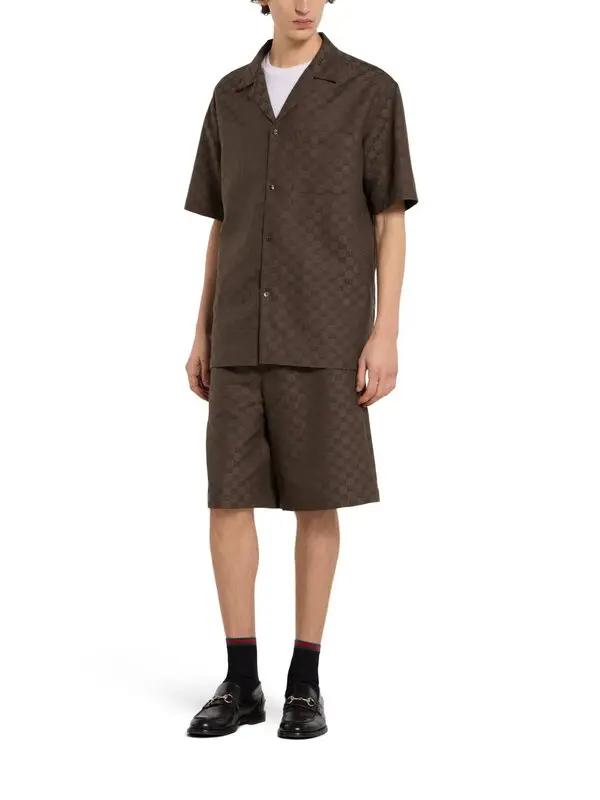 Gucci Gg Jacquard Linen Blend Shorts