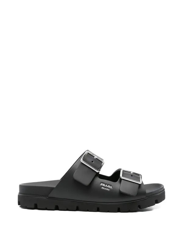 Prada Flat Sandals With Buckle Detail