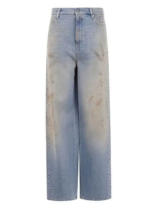 GOLDEN GOOSE Boyfriend Jeans With Rhinestone Embellishments - Sky Blue