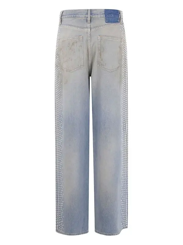 GOLDEN GOOSE Boyfriend Jeans With Rhinestone Embellishments - Sky Blue