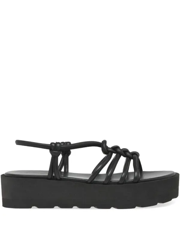 GIANVITO ROSSI Hebe Leather Flatform Sandals - Black