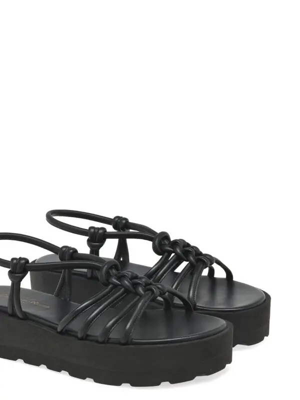 GIANVITO ROSSI Hebe Leather Flatform Sandals - Black