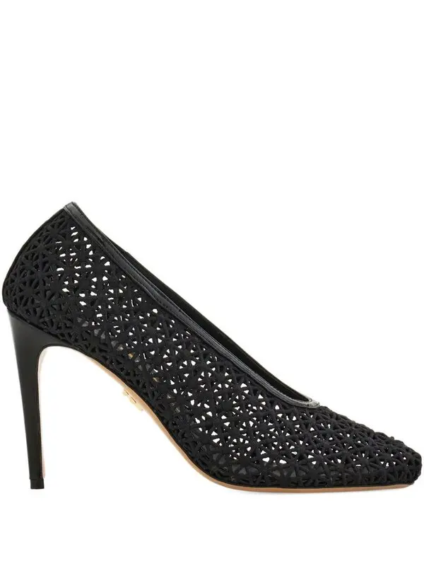 FERRAGAMO Macramé Stiletto Pumps - Black