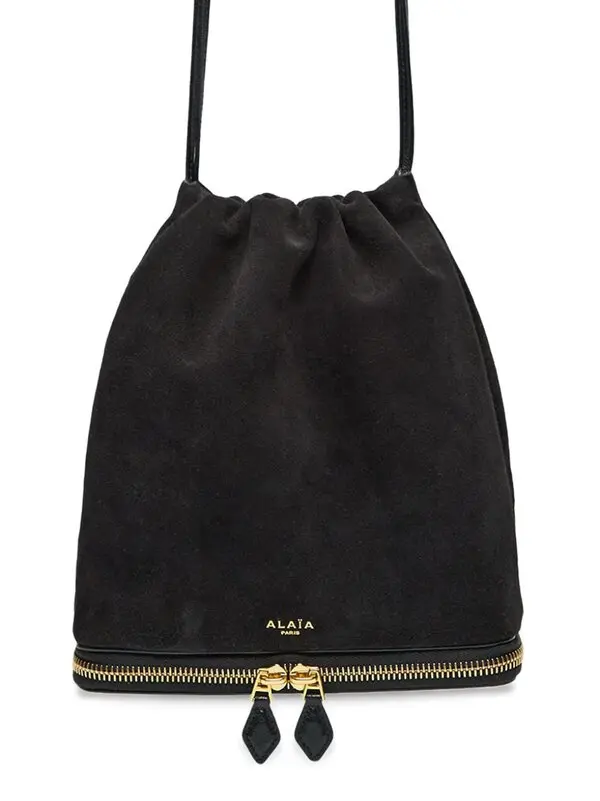 Alaïa Le Pochon Suede Leather Bucket Bag - Black