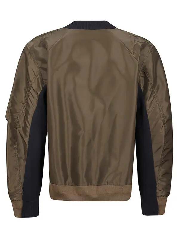 Sacai Two-tone Knit Sweater With Contrasting Silk Sleeves