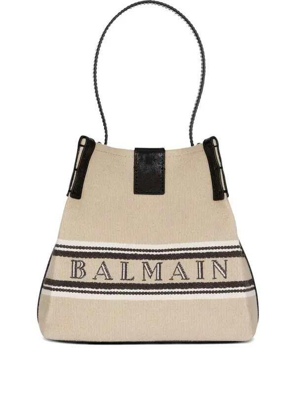 Balmain Release Canvas And Leather Bucket Bag