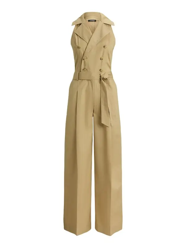 Ralph Lauren Sleeveless Belted Jumpsuit - Beige