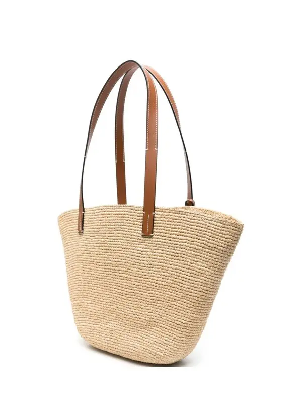 Manebí Raffia Tote Bag With Leather Accents